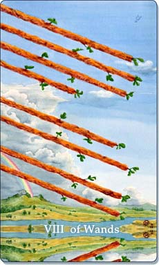Significado de El Ocho de Bastos en el Tarot | Tarot.es